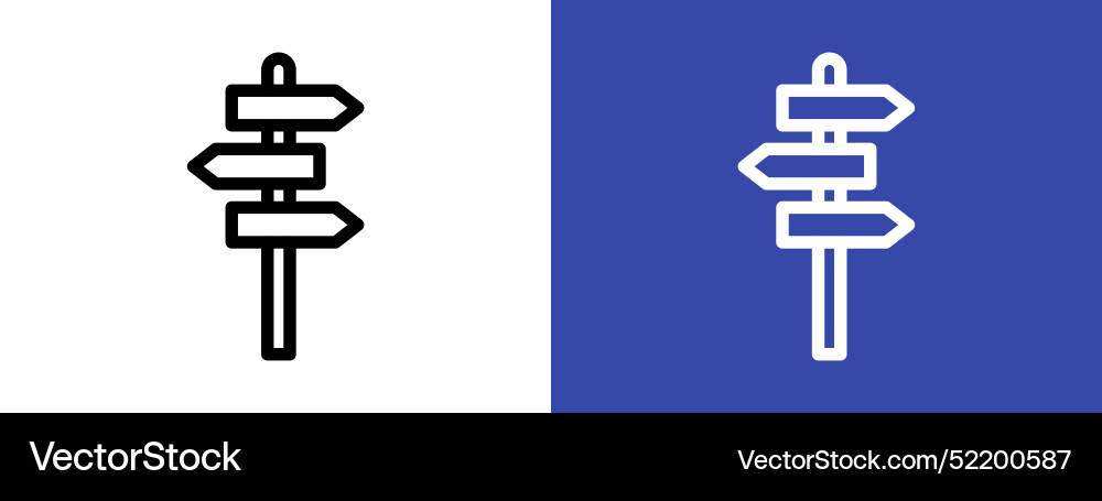 Signpost icon logo sign set outline Royalty Free Vector