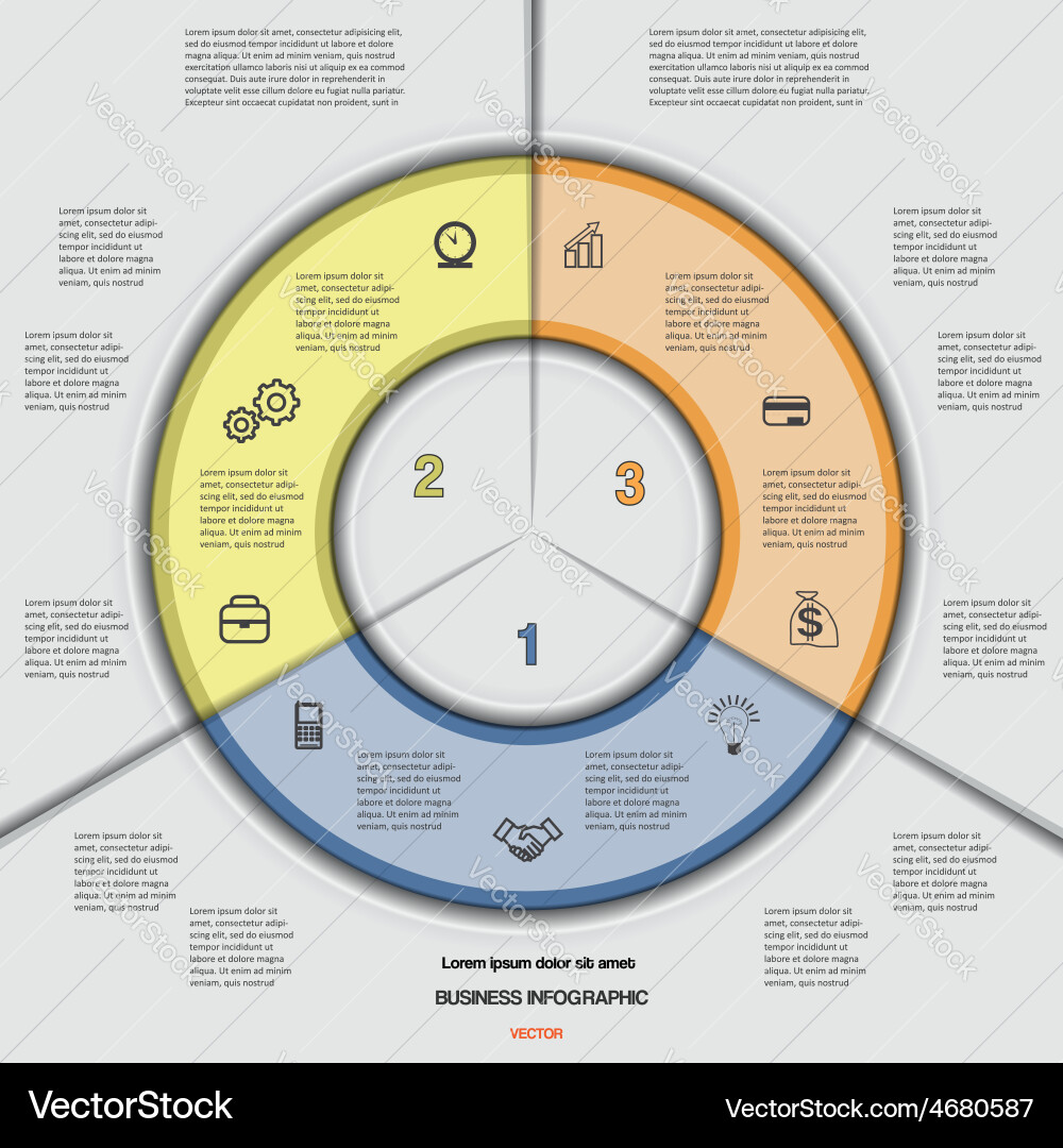 Template with text areas on 3 positions Royalty Free Vector
