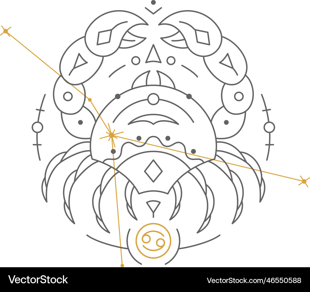 Cancer Astrological Symbol With Zodiac Royalty Free Vector