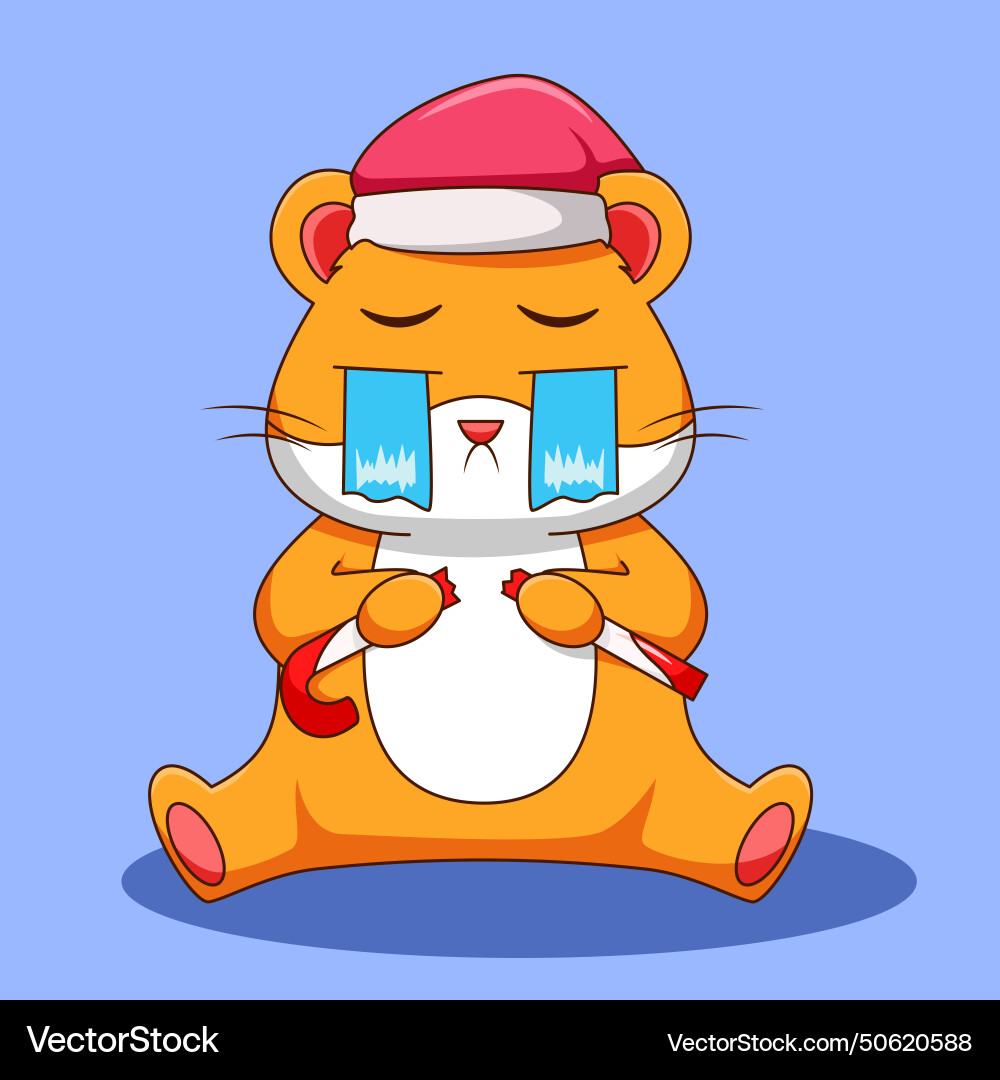 Cute the hamster cried loudly Royalty Free Vector Image