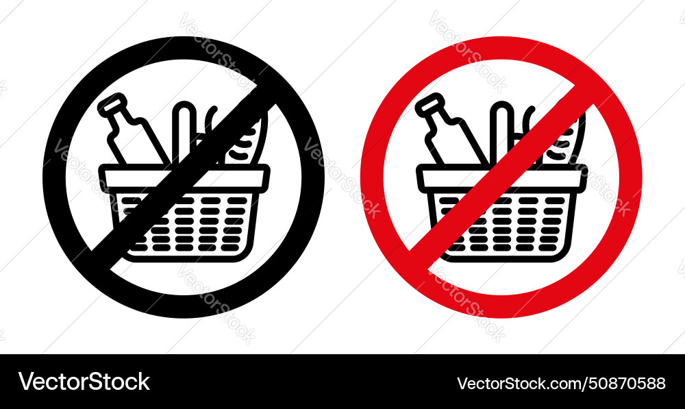 Picnics are prohibited sign icon set forbidden Vector Image