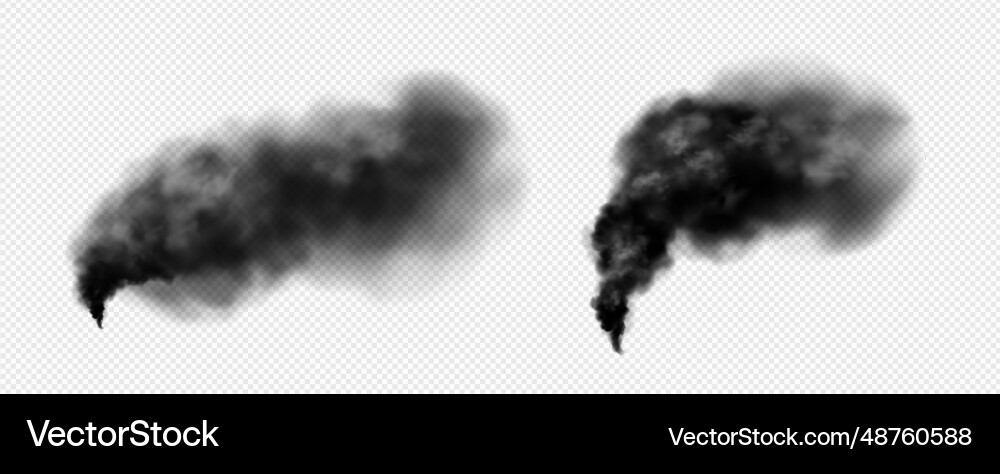 Realistic set of black smoke Royalty Free Vector Image