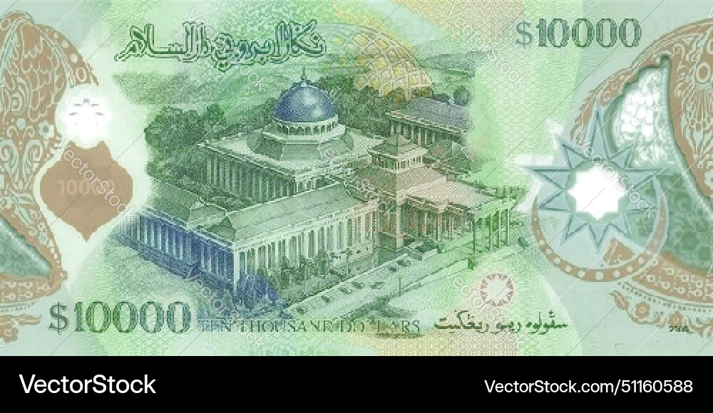 Reverse high polygonal pixel mosaic banknote 10000