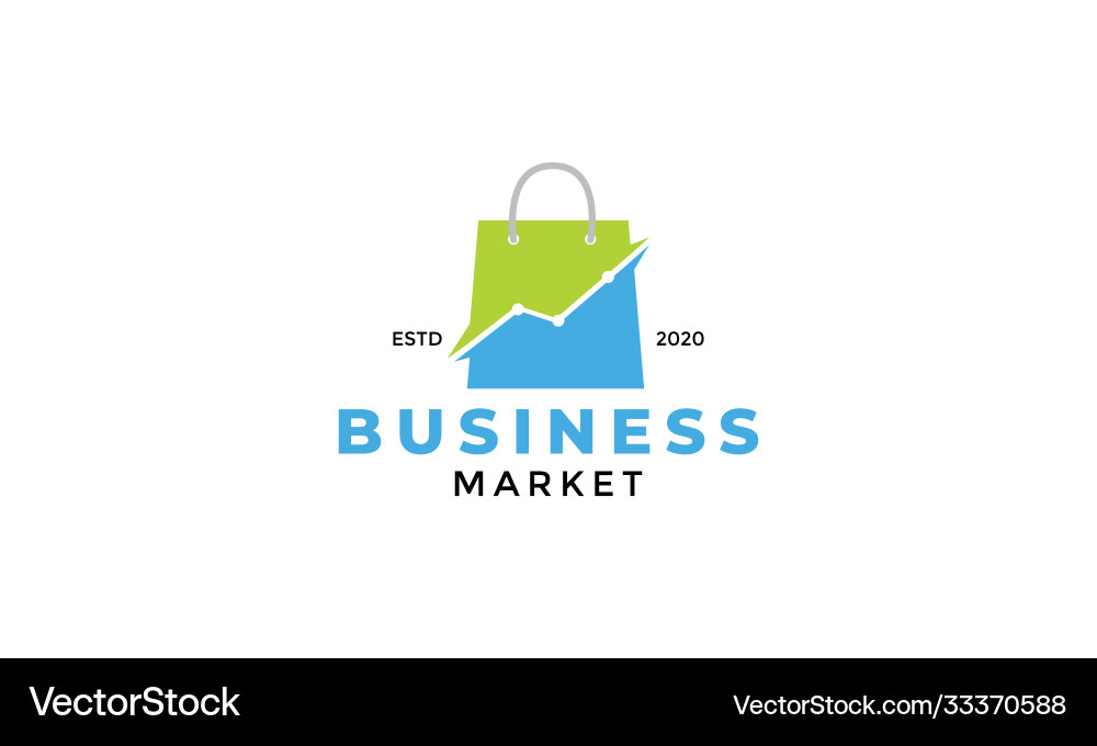 Shop bag market analytics cart logo design Vector Image
