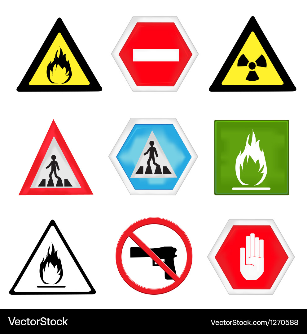 Various warning signs Royalty Free Vector Image