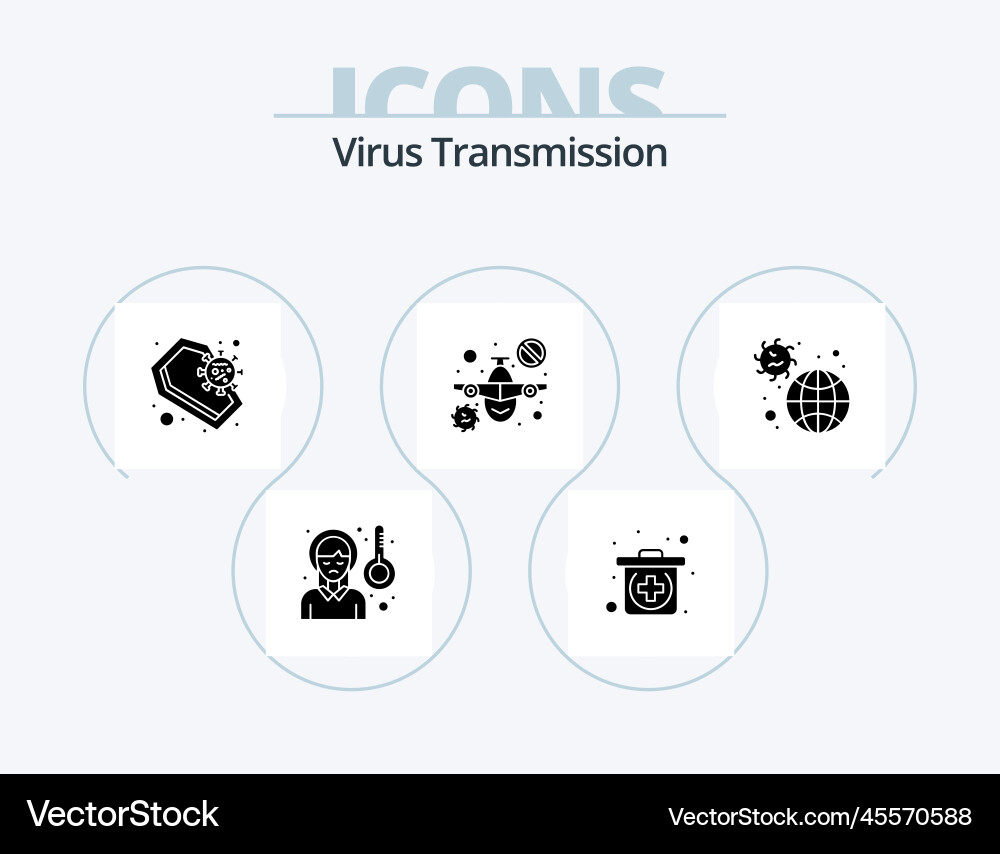 Virus transmission glyph icon pack 5 design Vector Image