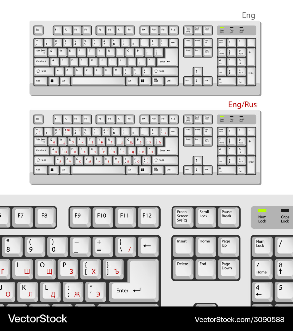White computer keyboards Royalty Free Vector Image