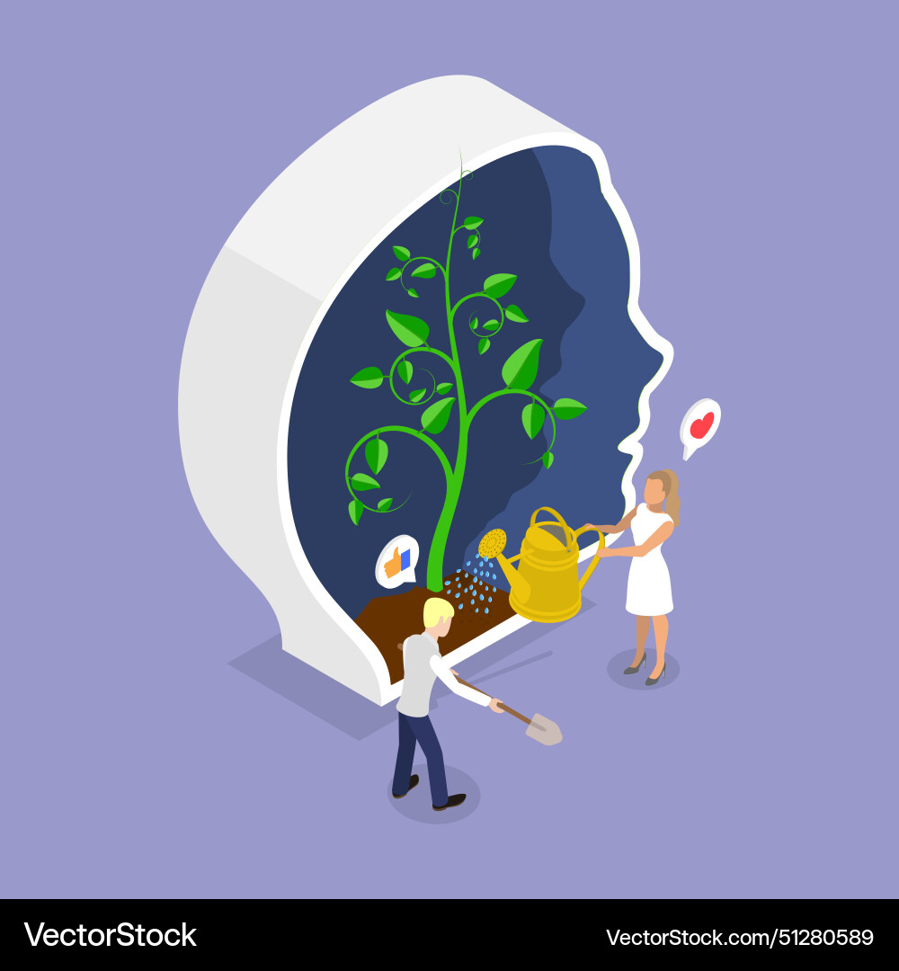 3d isometric flat of growth Royalty Free Vector Image