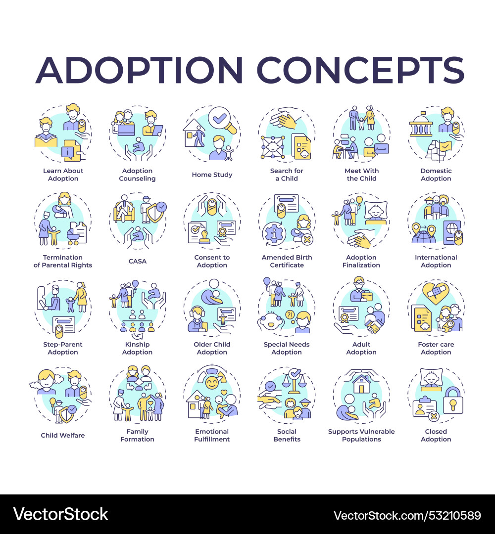Adoption multi color concept icons Royalty Free Vector Image