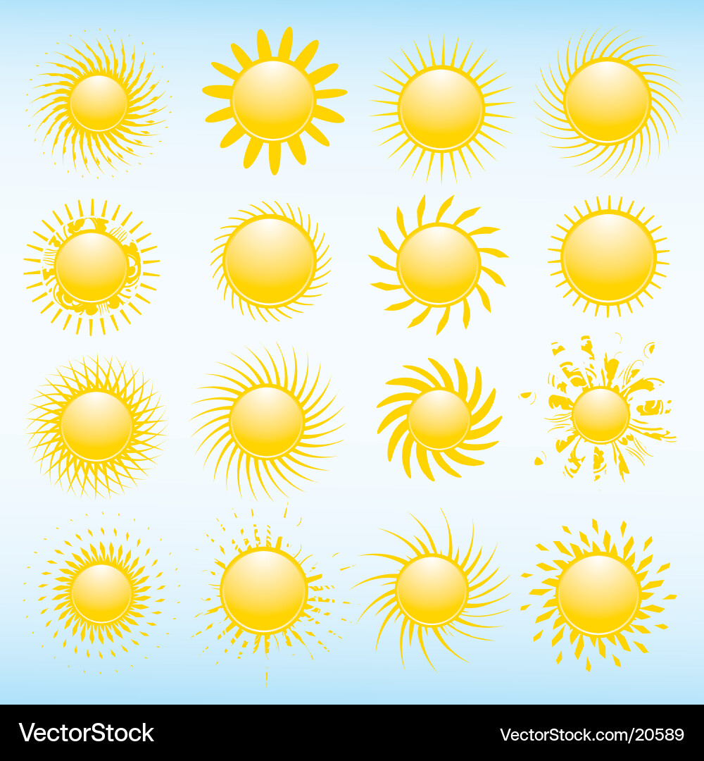 Assortment of abstract sun Royalty Free Vector Image