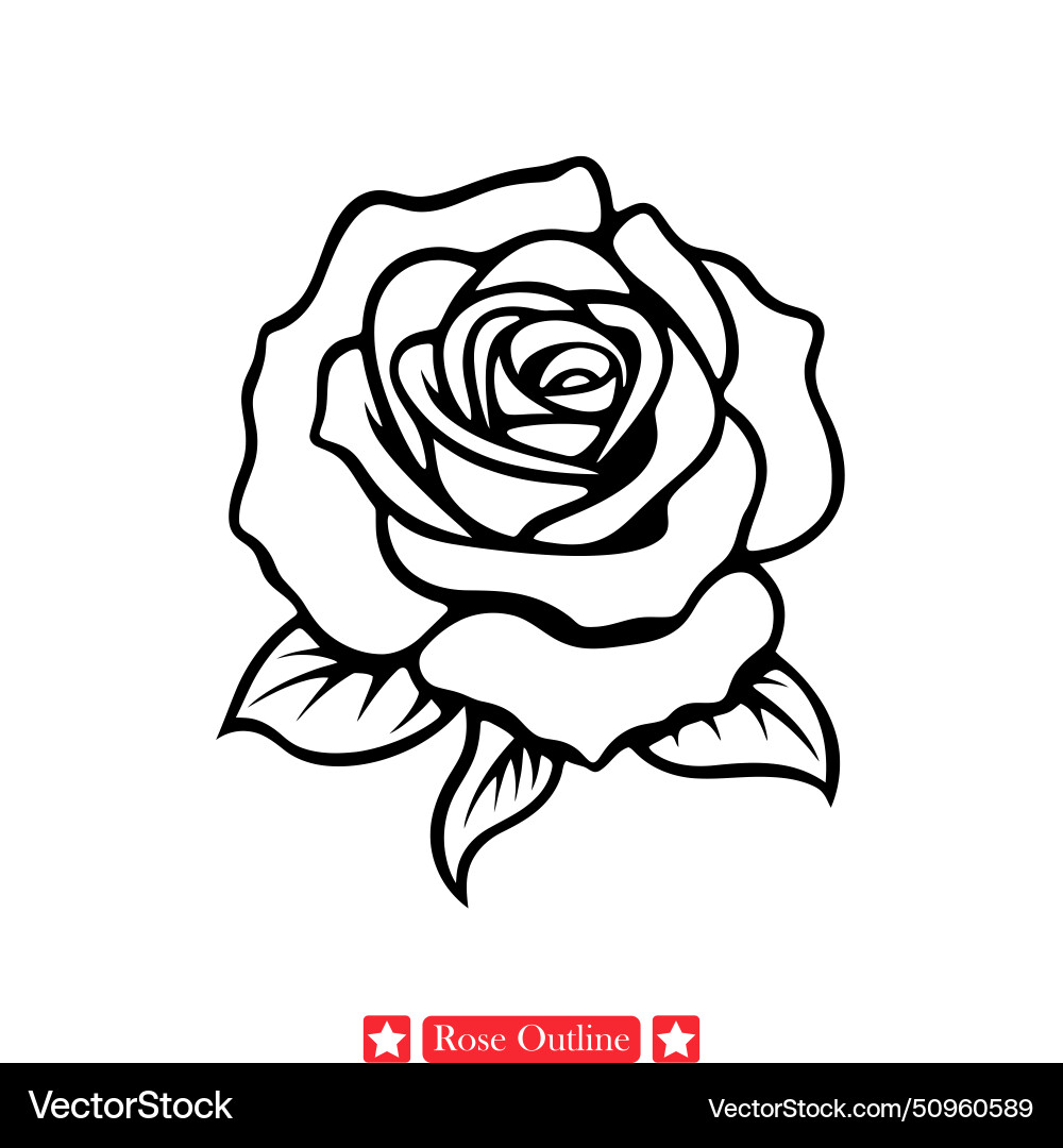 Bold rose outline striking flower silhouette Vector Image