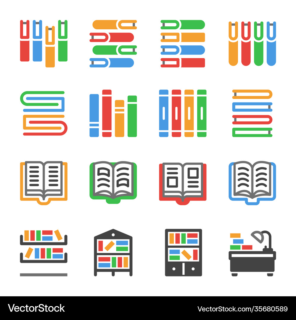 Book Icon Collection Royalty Free Vector Image