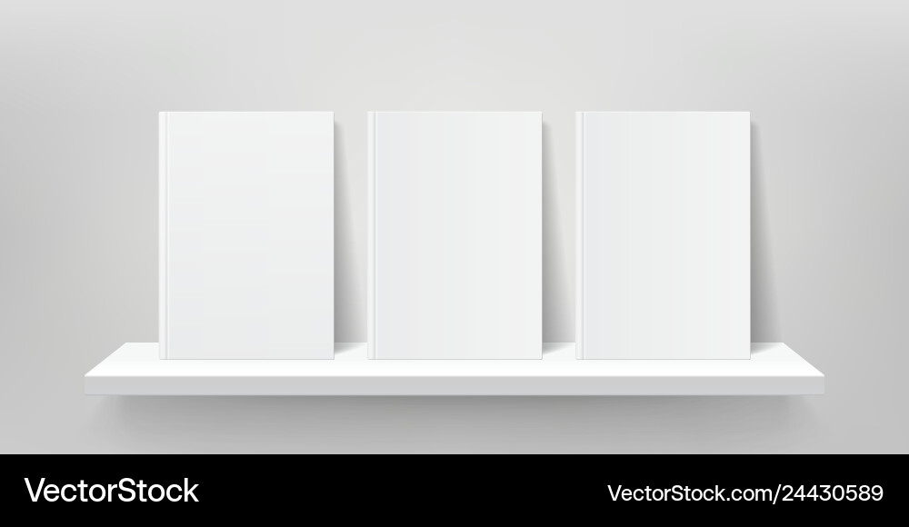 Book shelf mockup bookshelf wall front Royalty Free Vector