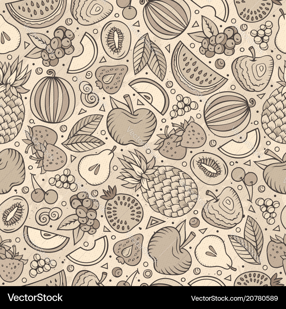 Cartoon hand-drawn diet food seamless pattern Vector Image