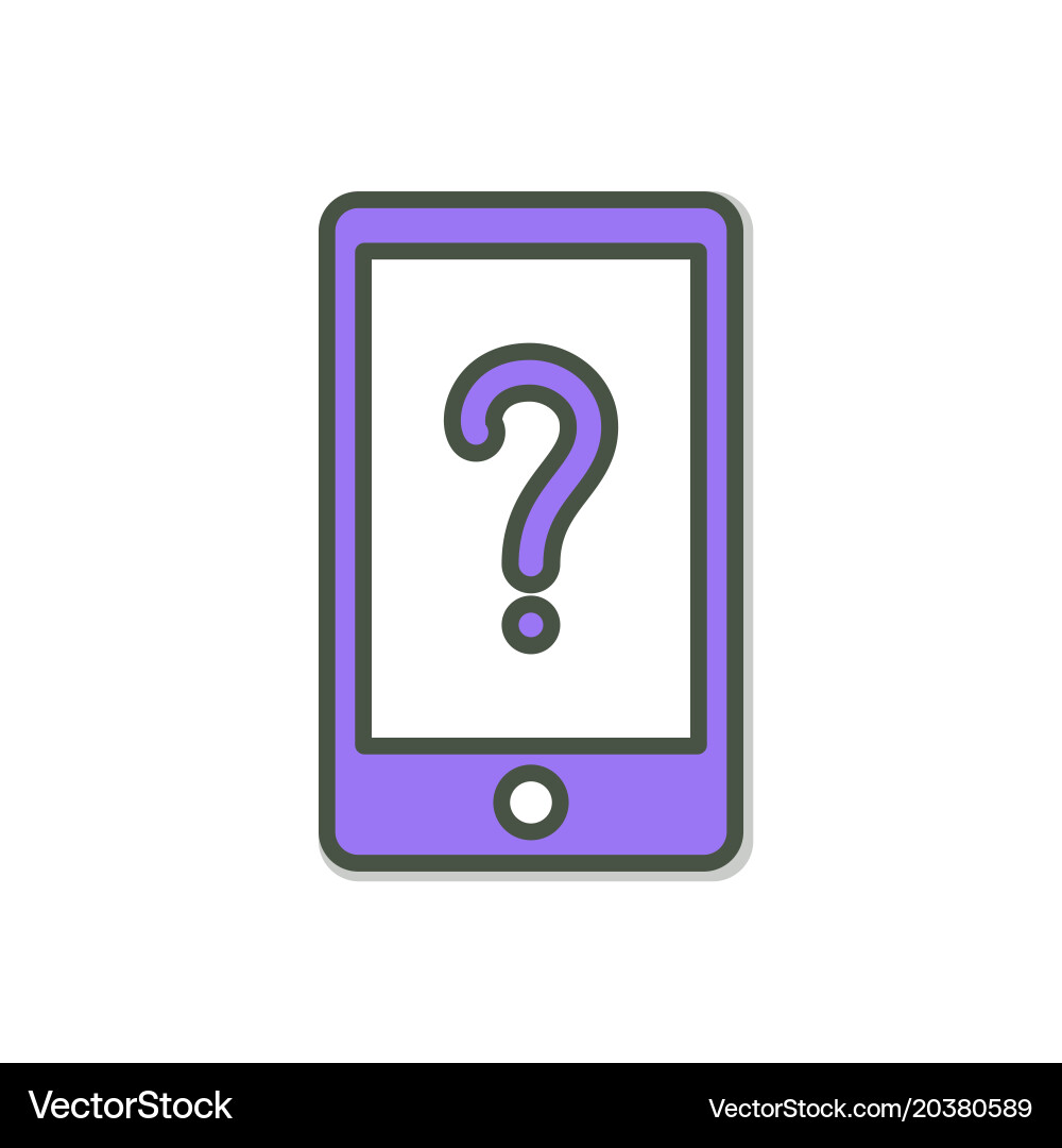 Cell phone icon with question mark Royalty Free Vector Image