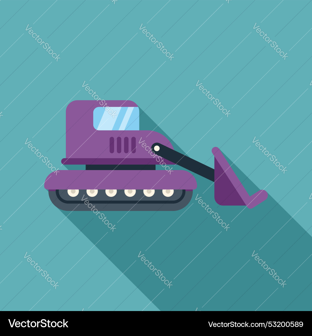Purple bulldozer moving earth on construction site