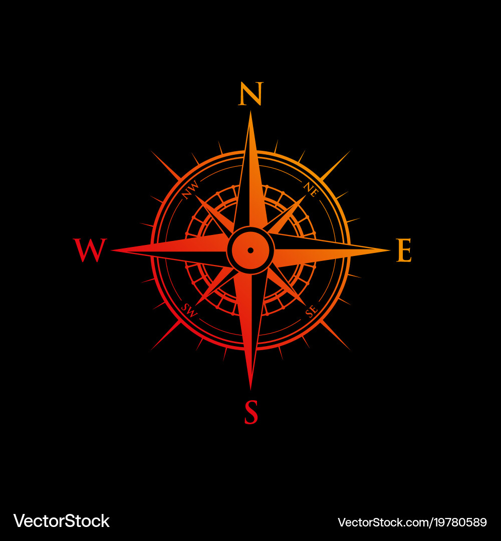 Red compass Royalty Free Vector Image - VectorStock