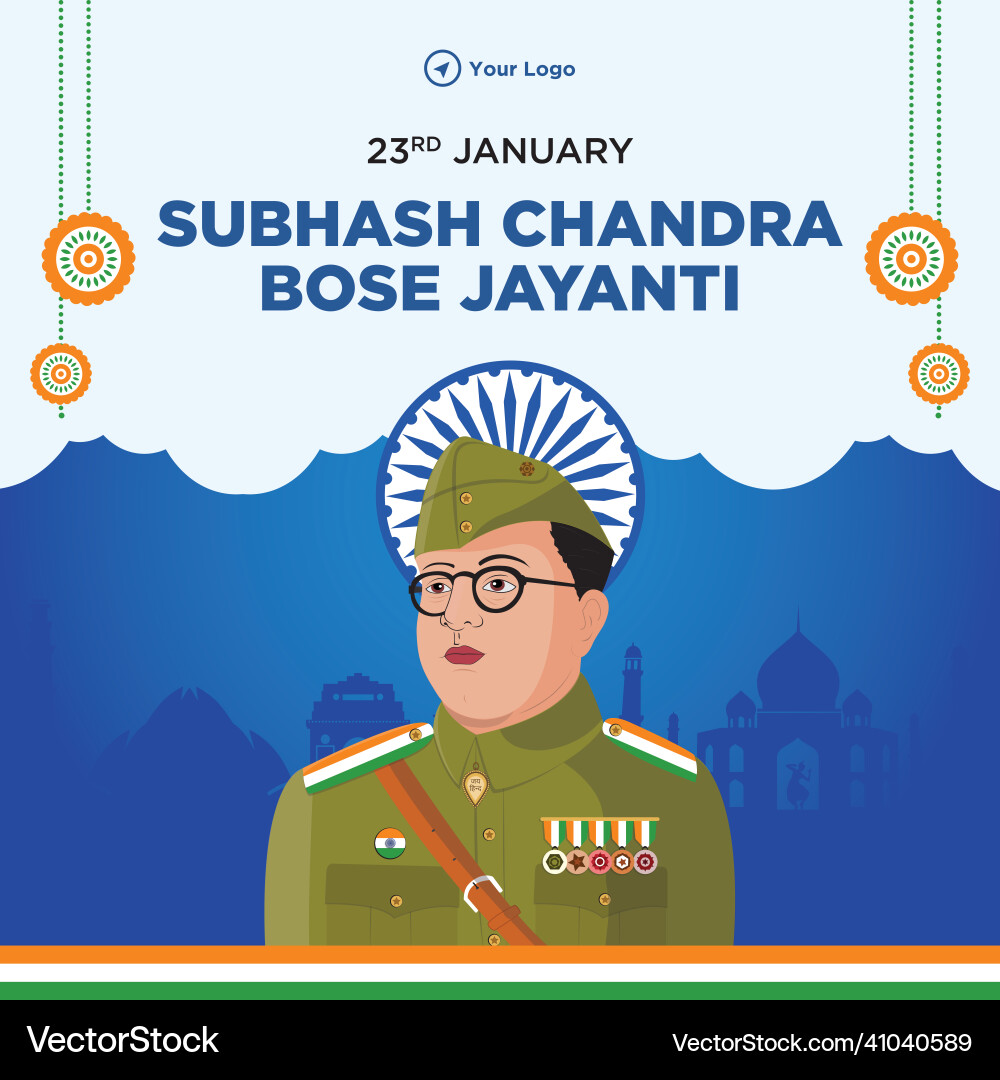 Subhash chandra bose jayanti banner design Vector Image
