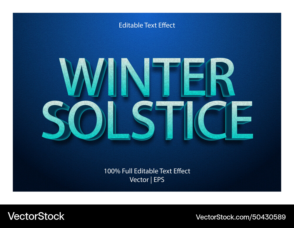 Winter solstice editable text effect embossed Vector Image