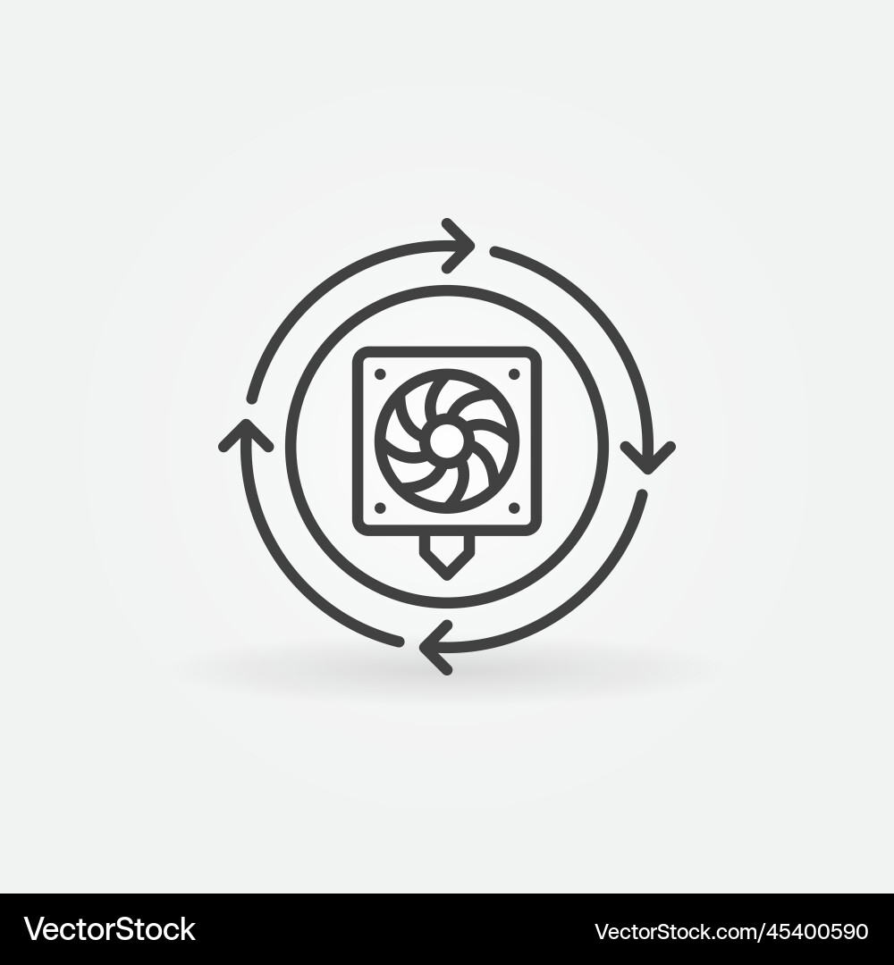 3d printer extruder inside arrows concept outline Vector Image