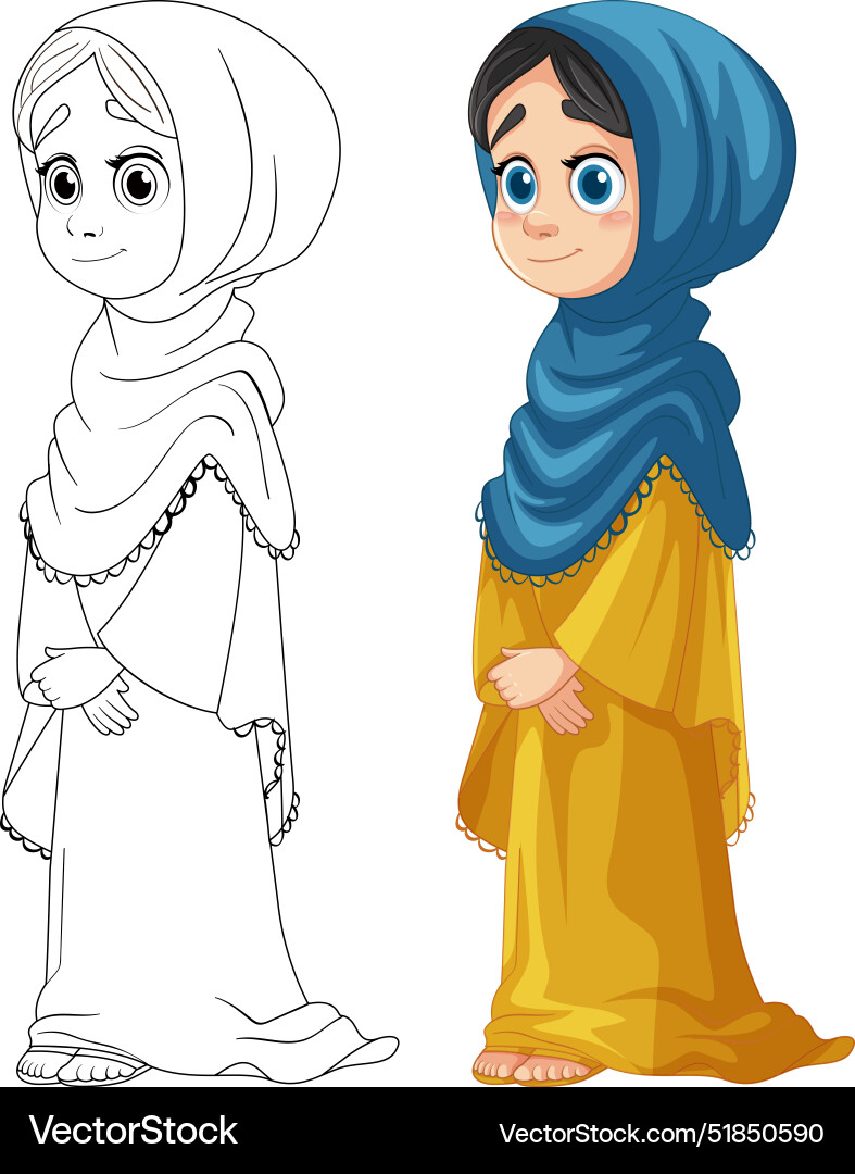 A young muslim girl Royalty Free Vector Image - VectorStock