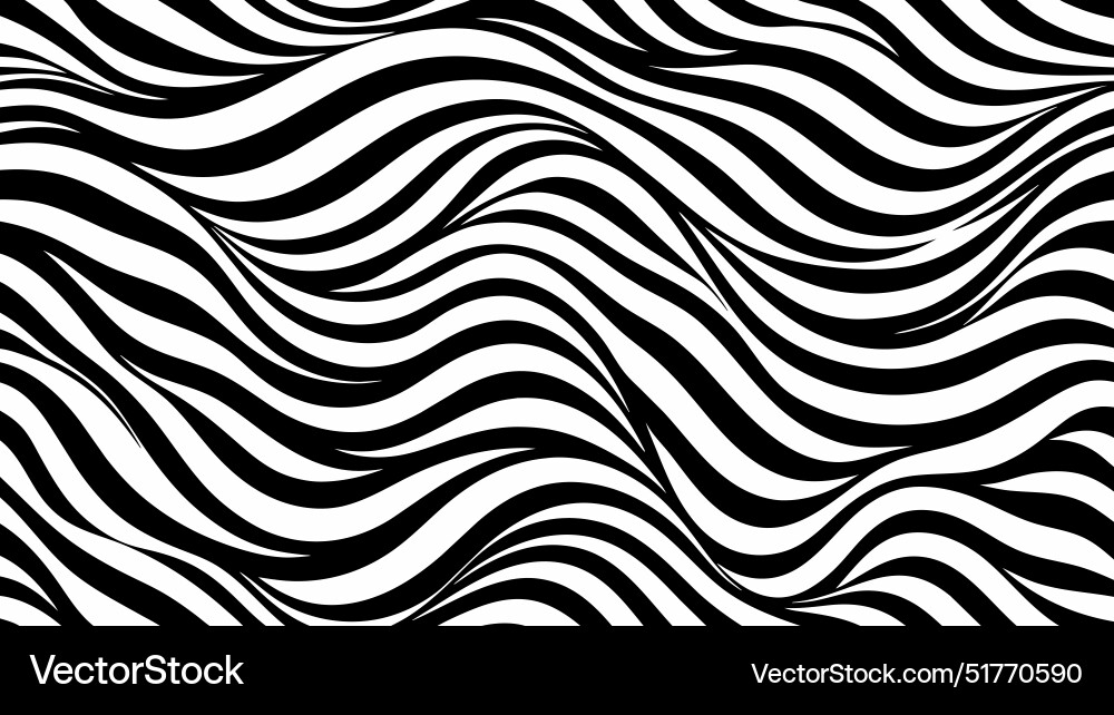 Abstract black and white wavy line drawing Vector Image