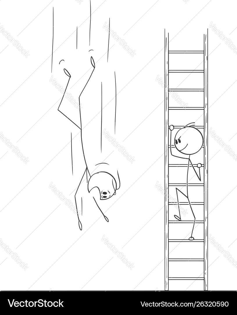 Businessman Climbing, Competitor Falls Royalty Free Vector