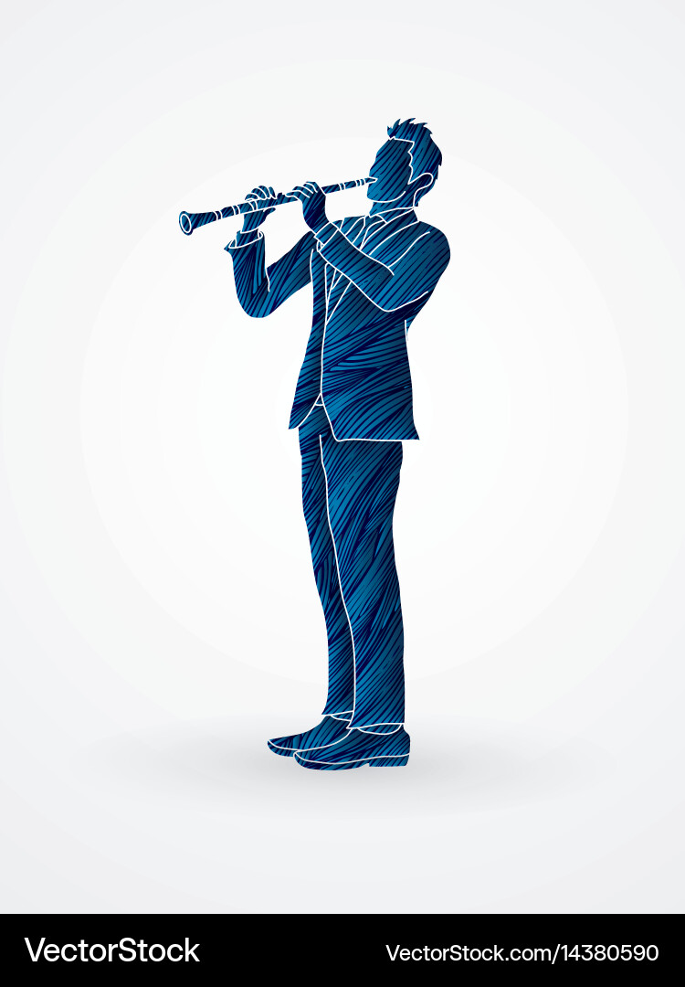 Clarinetist player a man play clarinet Royalty Free Vector