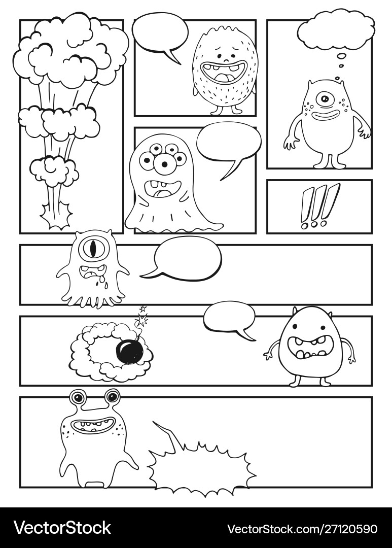 Comic book strip templates for drawing Royalty Free Vector