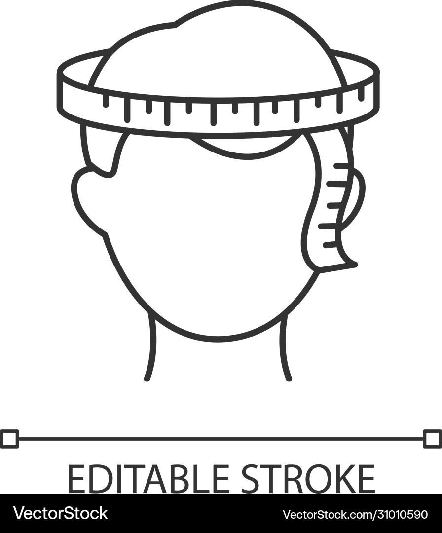 Head circumference pixel perfect linear icon thin Vector Image