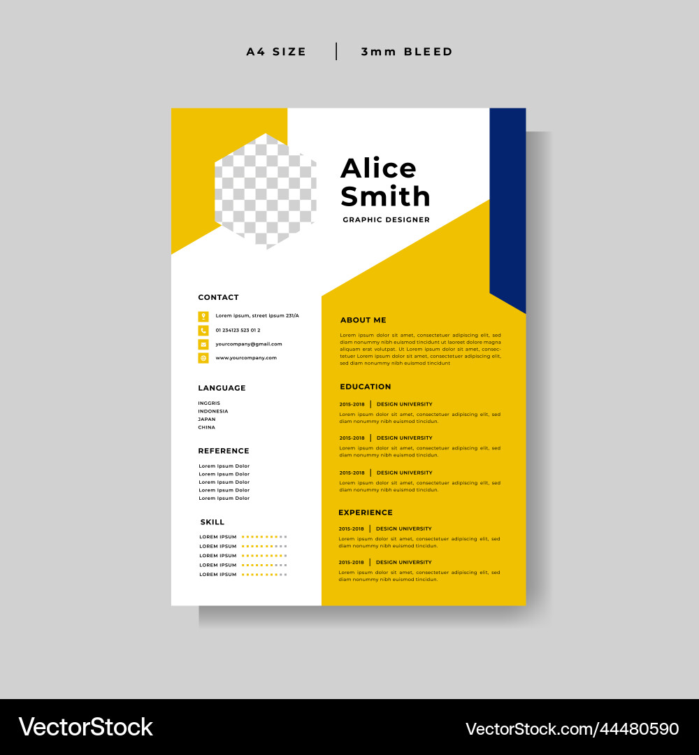 Modern curriculum vitae design template Royalty Free Vector