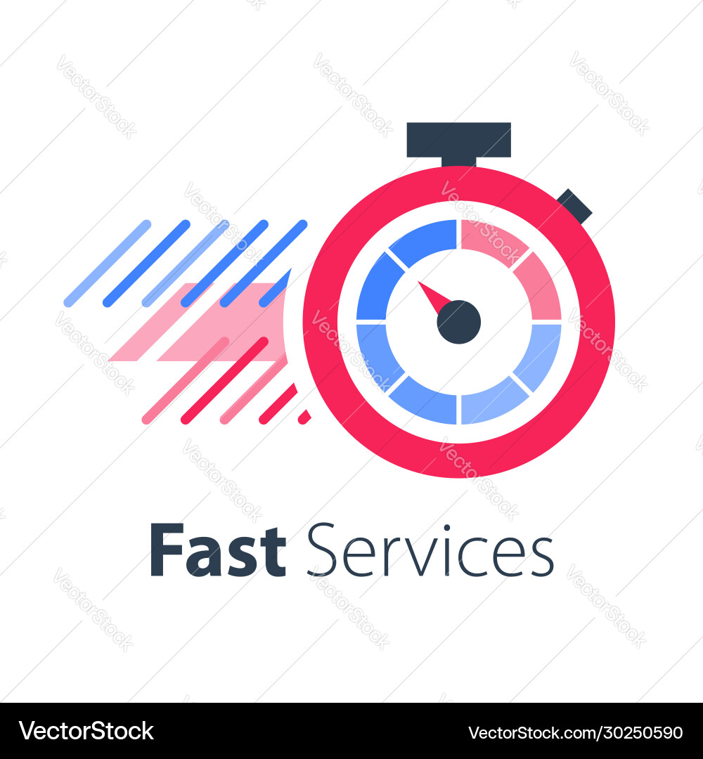 Red stopwatch in motion fast services Royalty Free Vector