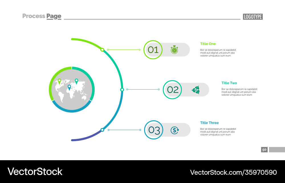 Three steps slide template Royalty Free Vector Image Three steps slide template Royalty Free Vector Image