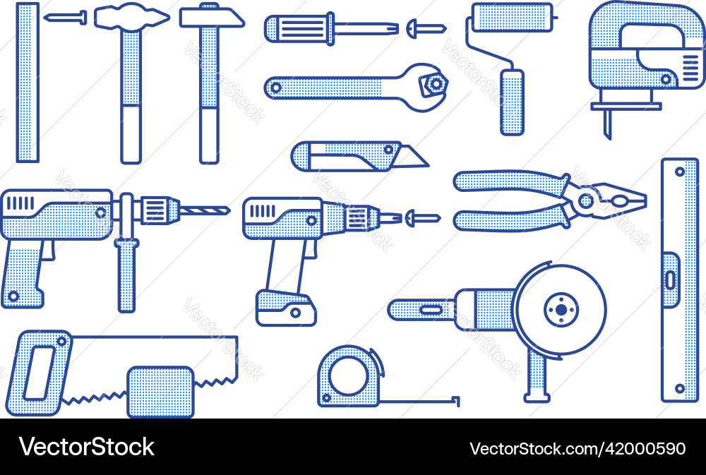 Working tools set Royalty Free Vector Image - VectorStock