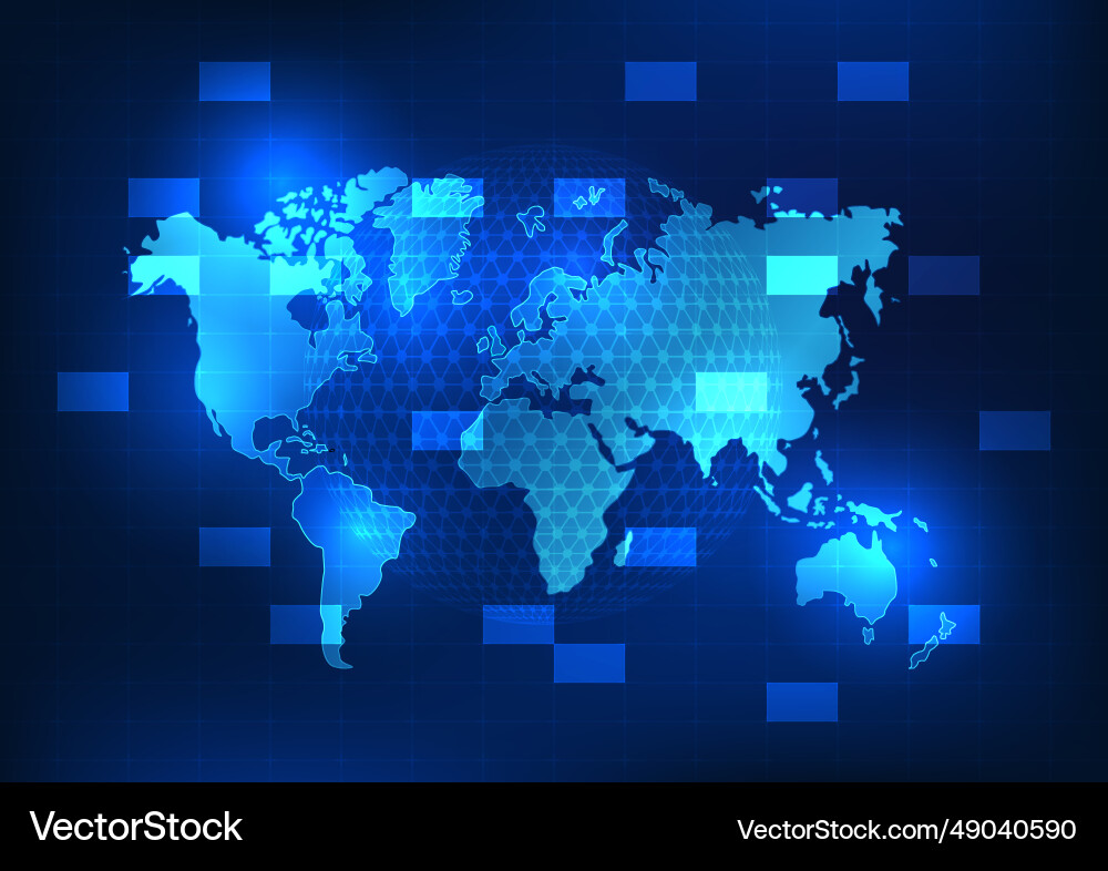 World map technology shows Royalty Free Vector Image