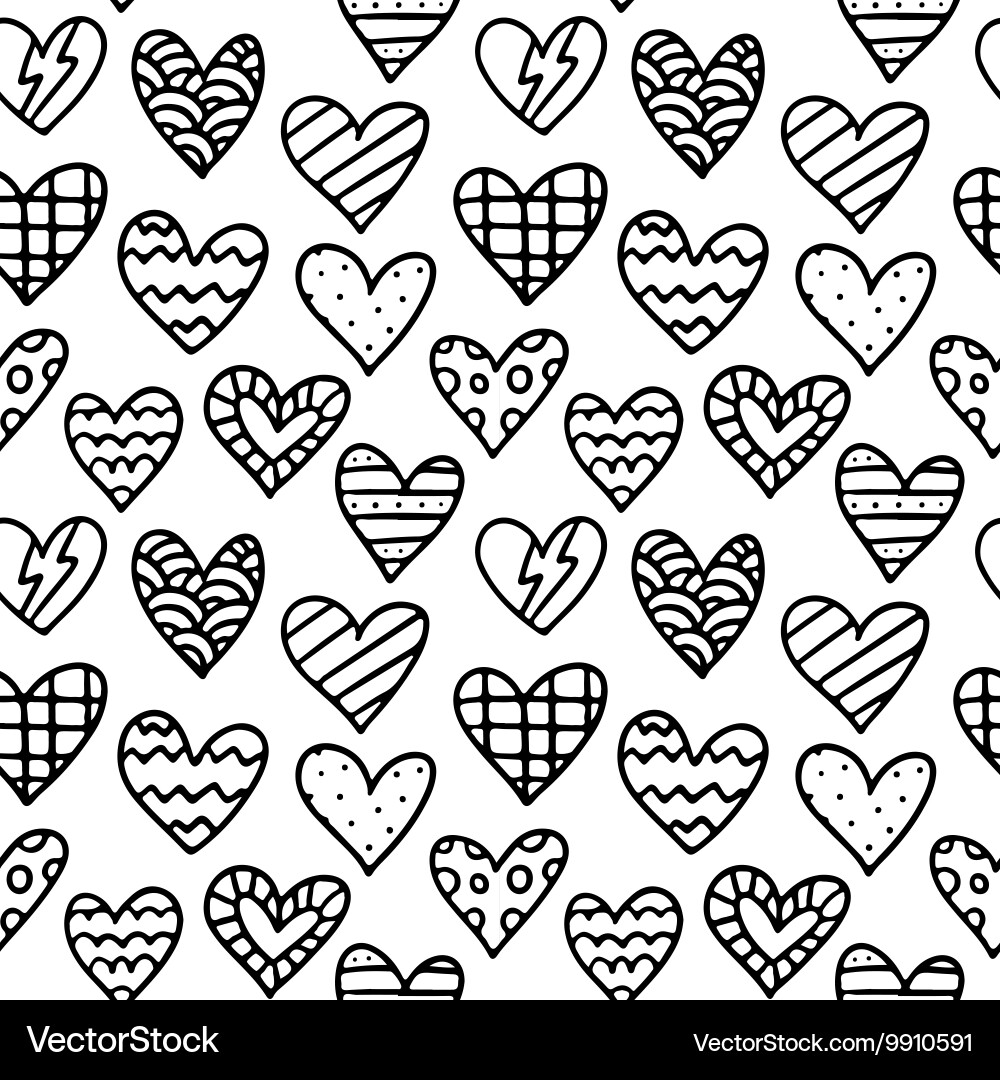 Black and white seamless pattern with outline Vector Image