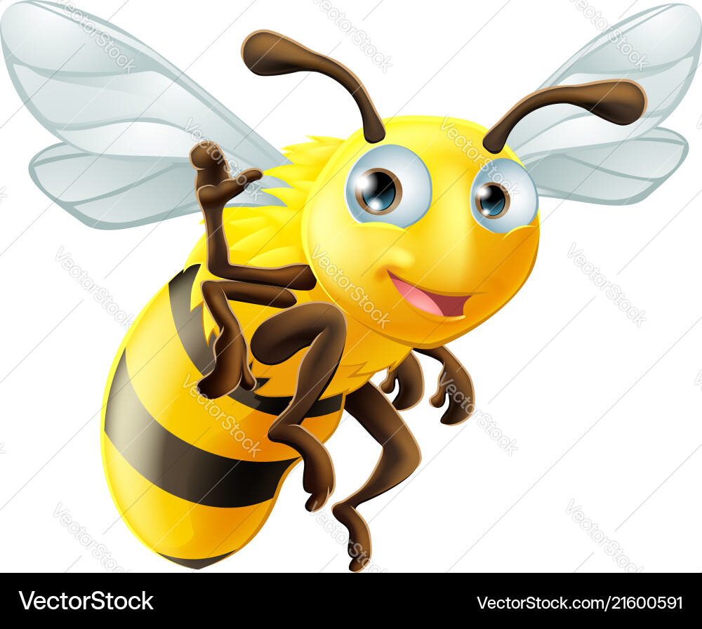 Cartoon bee waving Royalty Free Vector Image - VectorStock