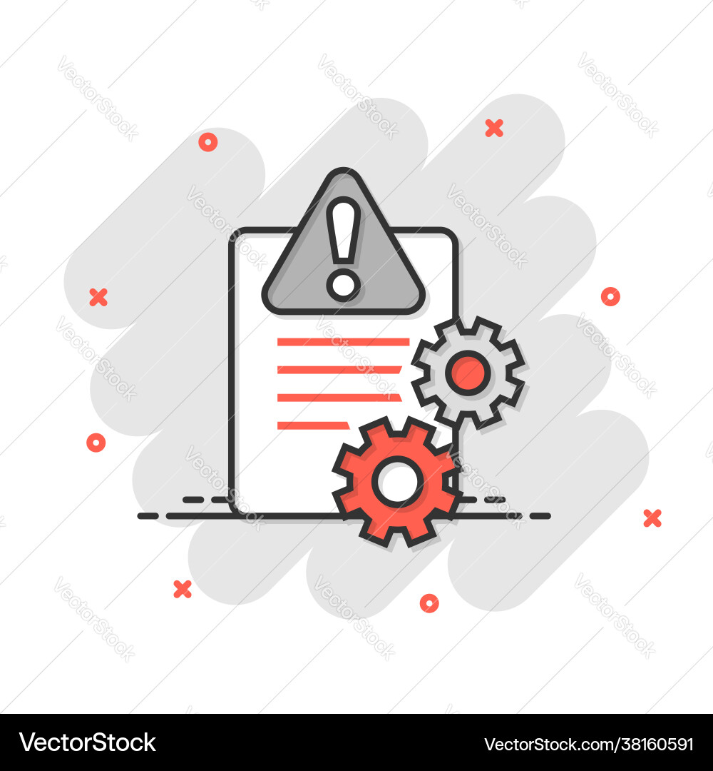 Document error icon in comic style broken report Vector Image