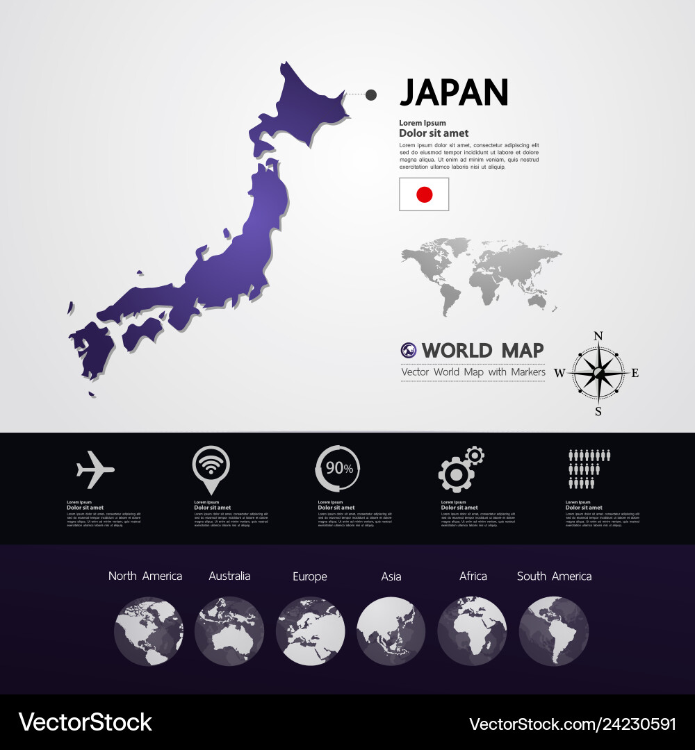 Japan map Royalty Free Vector Image - VectorStock