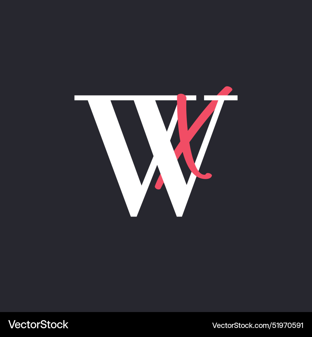 Letter wx logo perfectly blended initials Vector Image