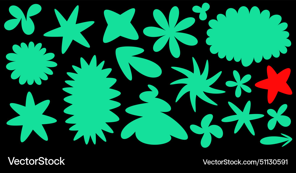 Neon green shapes with red accent on black Vector Image