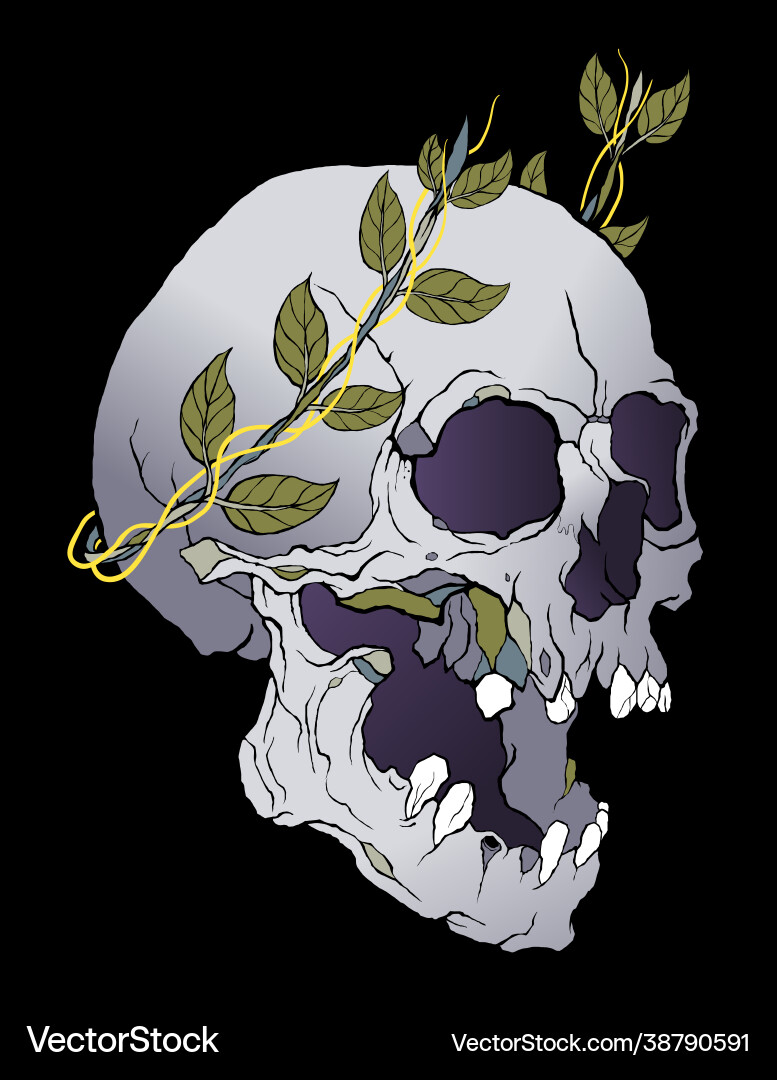 Skull victory tattoo Royalty Free Vector Image