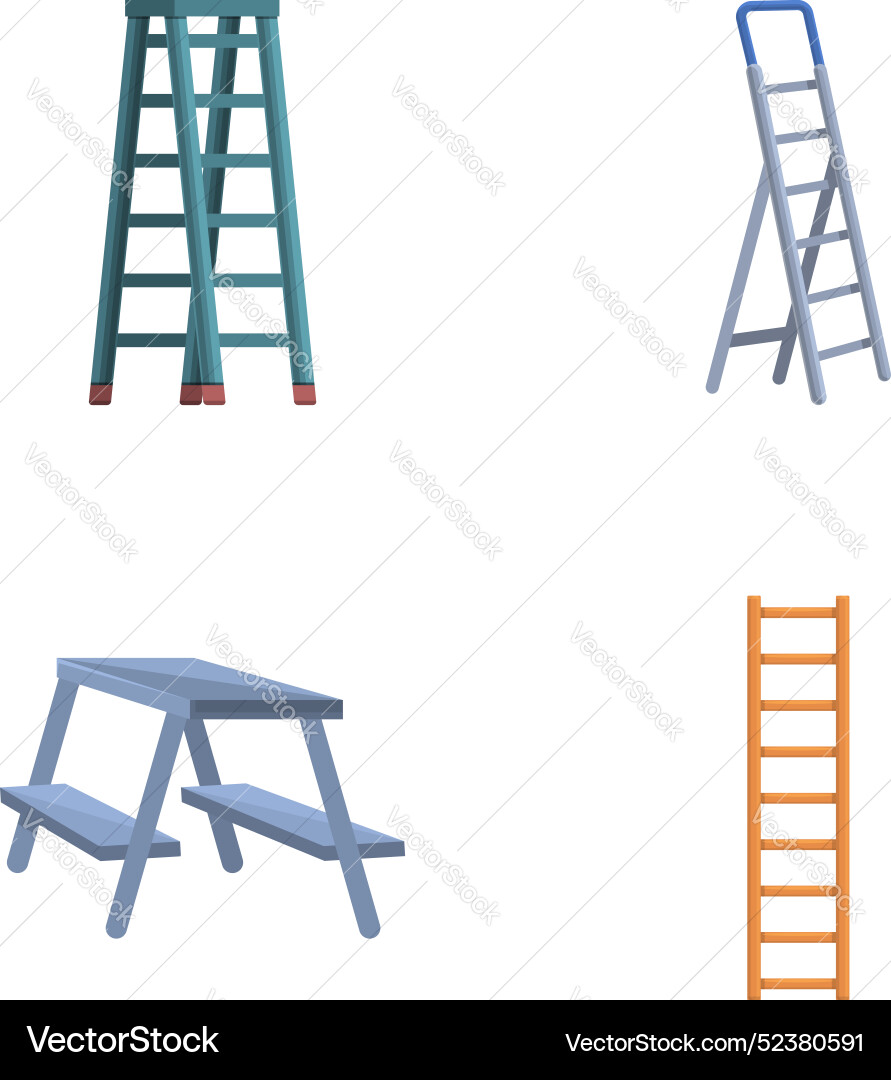 Staircase icons set cartoon various type Vector Image