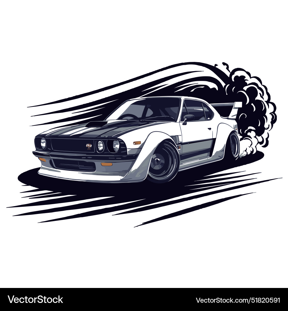 Vintage car drifting Royalty Free Vector Image