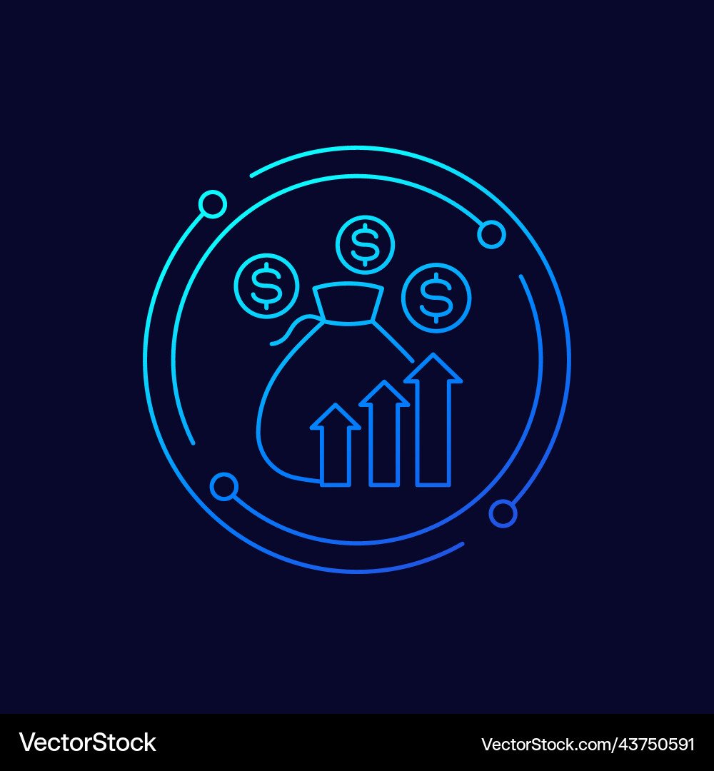 Wealth growth money line icon Royalty Free Vector Image