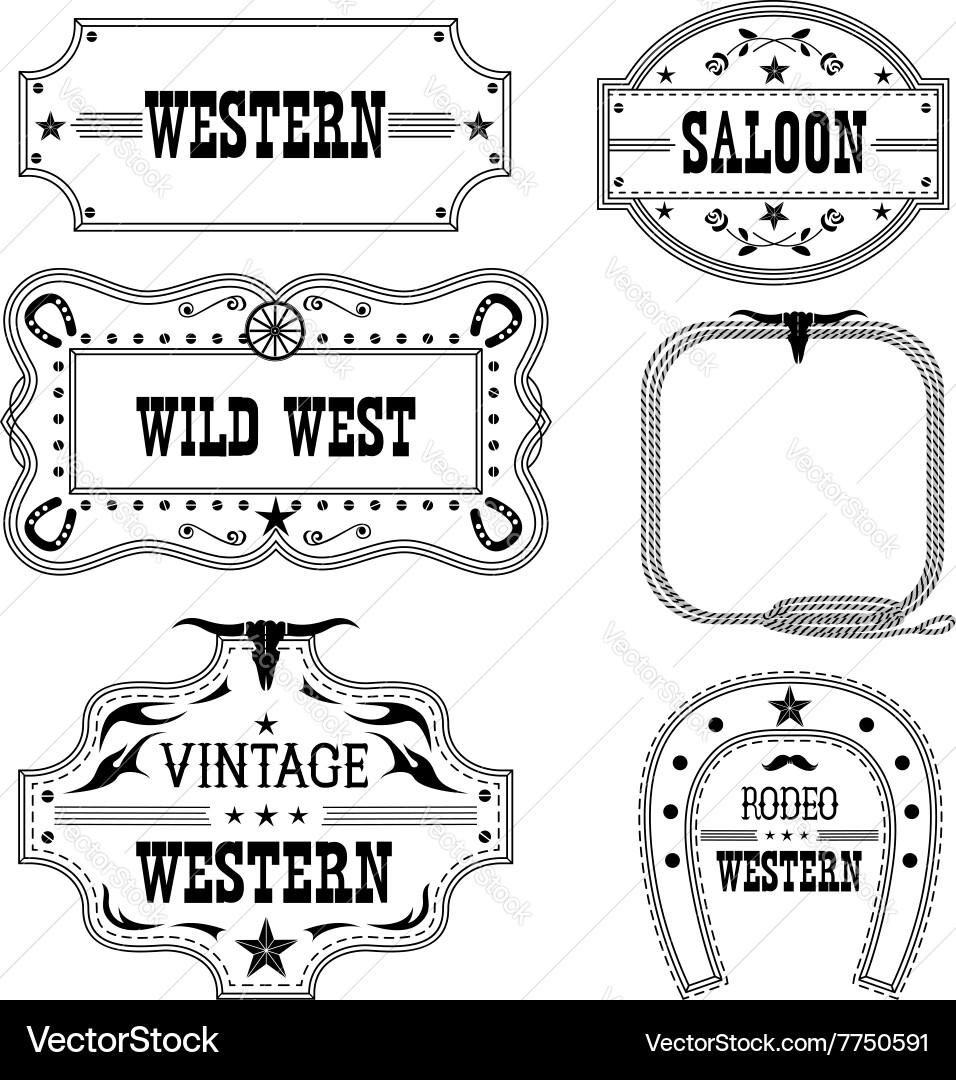 Western vintage labels isolated on white Vector Image