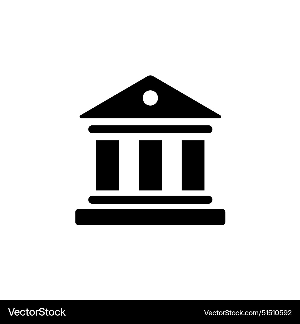 Bank building solid flat icon isolated on white Vector Image