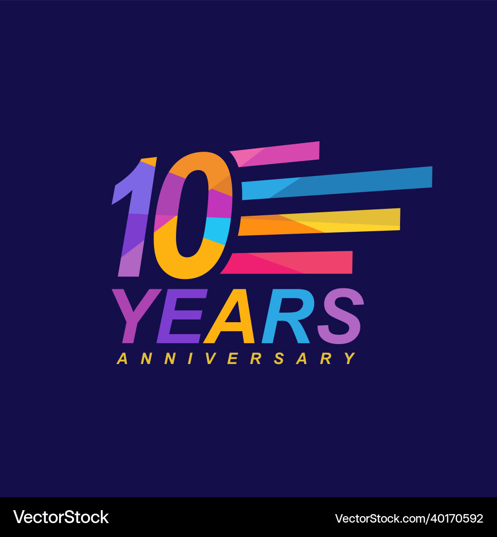Bright Tenth Birthday Celebration Logo Royalty Free Vector