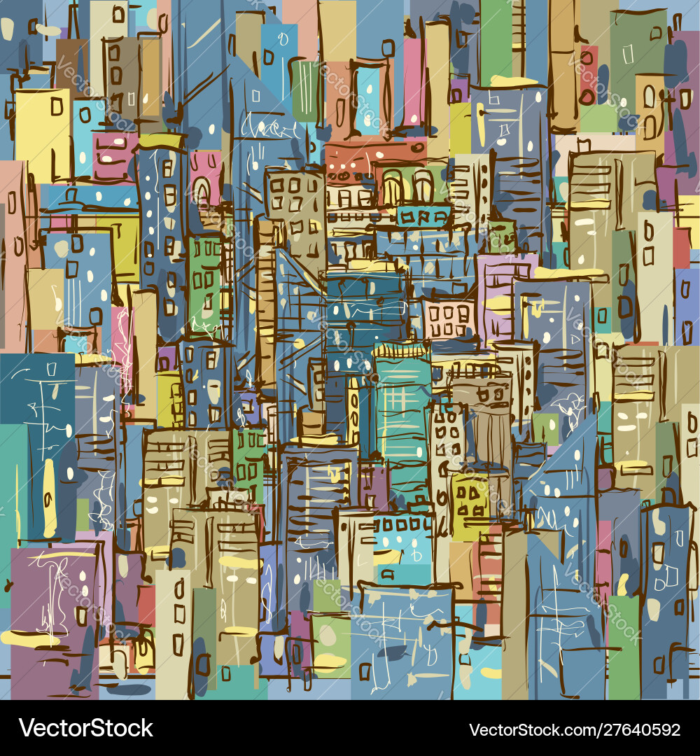 City hand drawn Royalty Free Vector Image - VectorStock