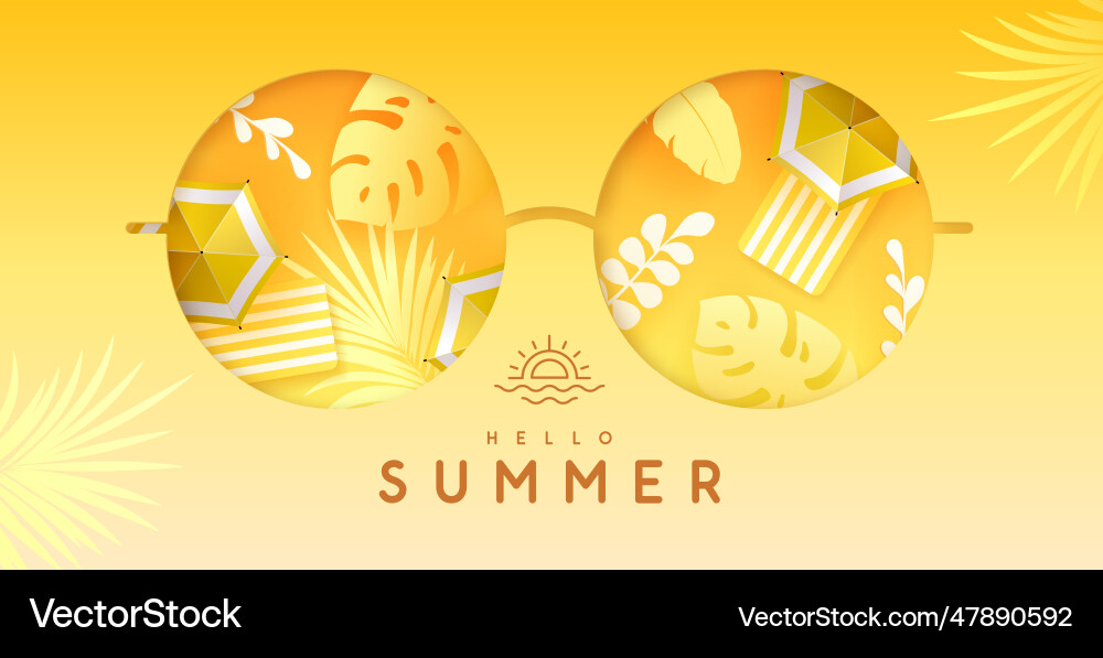 Cut out paper round shaped sunglasses silhouette Vector Image